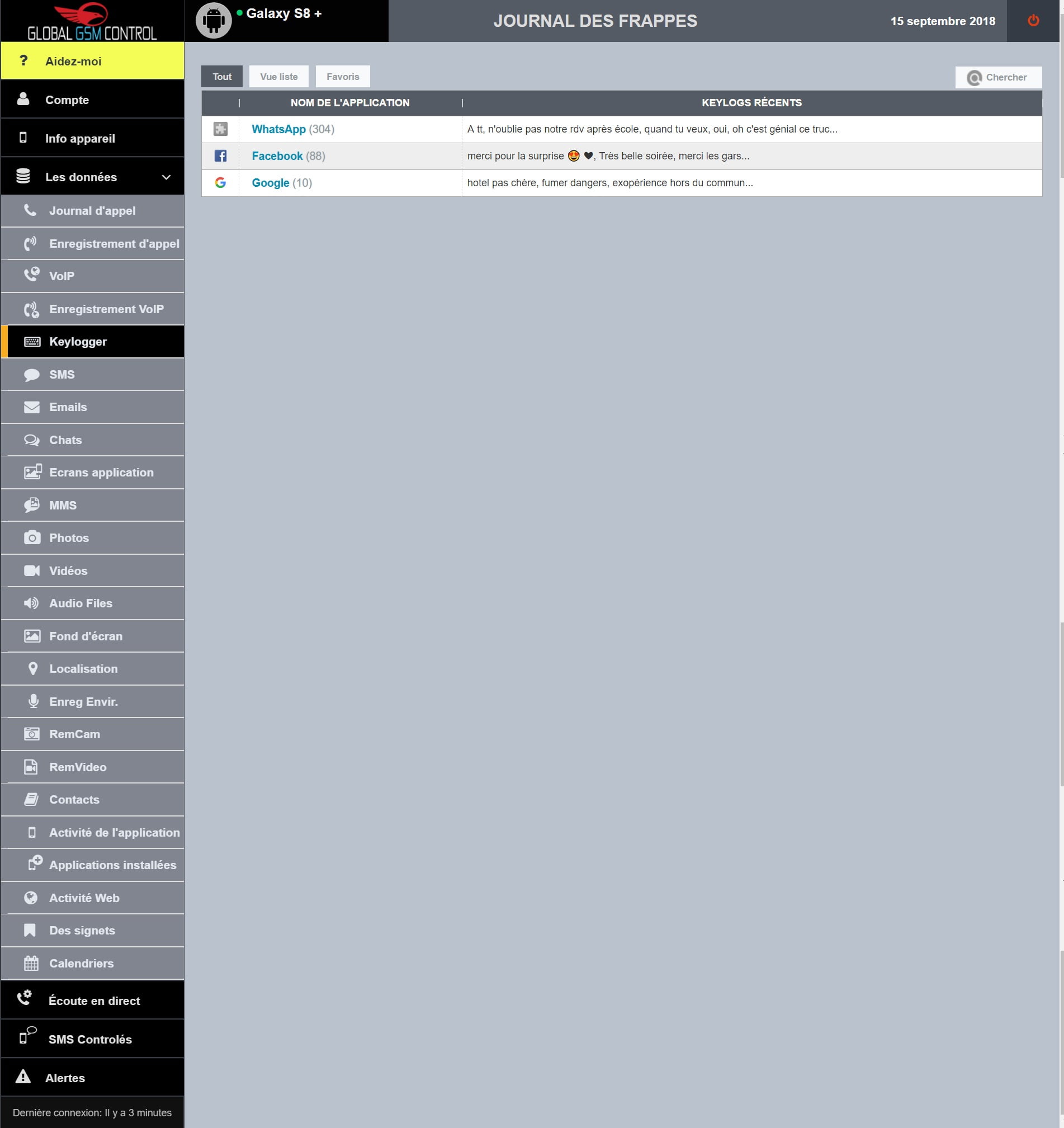 Android and iPhone keylogger, powerful and invisible